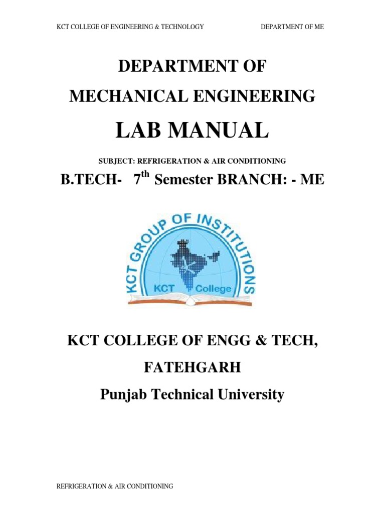 Rac 7th Sem Manual | PDF | Heat Pump | Air Conditioning