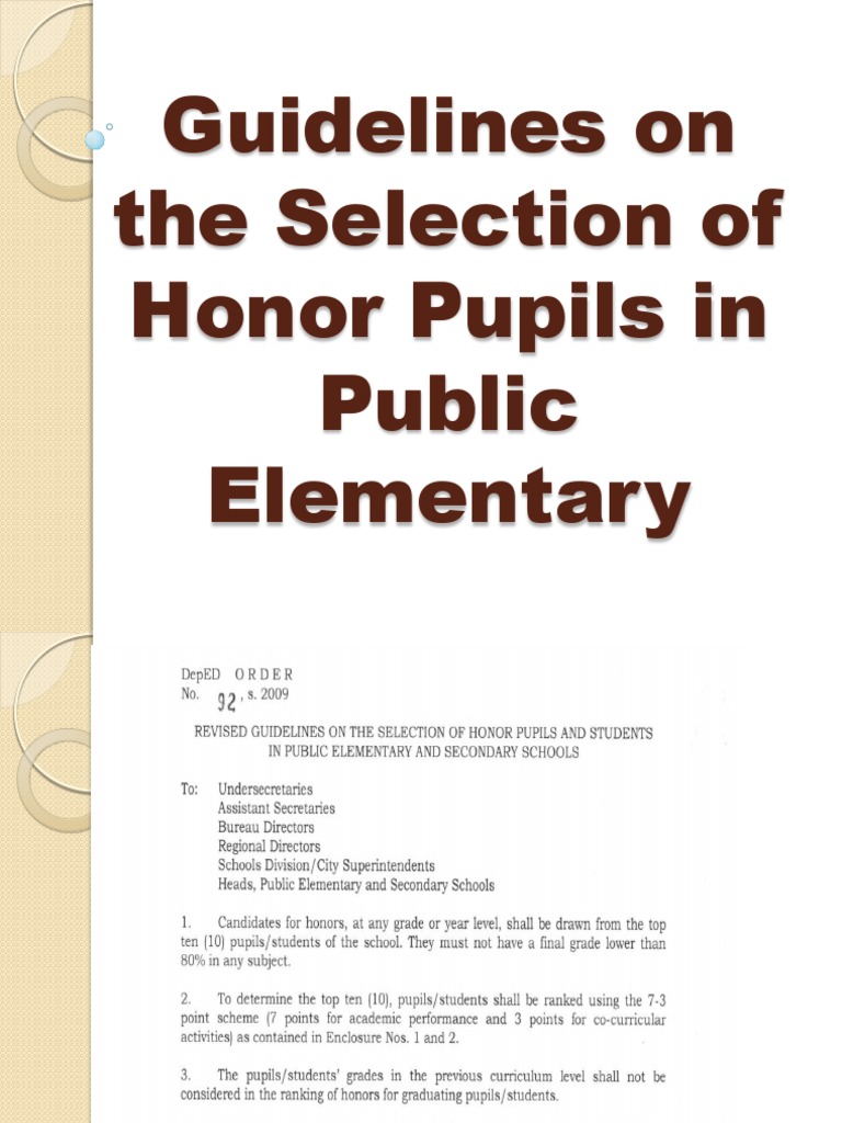 Guidelines for Selecting Honor Pupils | PDF