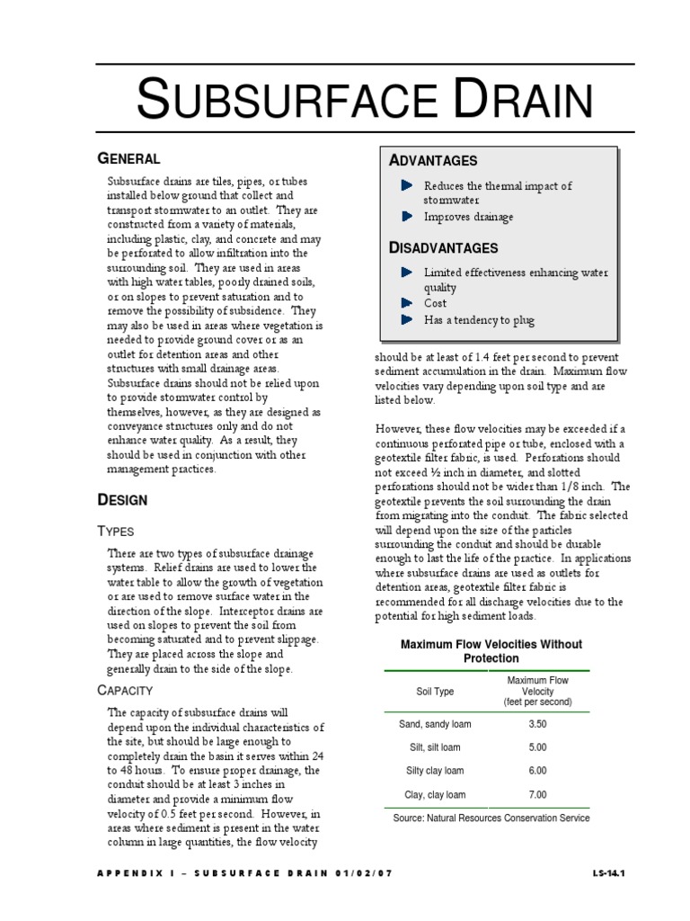 Subsurface Drain | PDF | Drainage | Stormwater