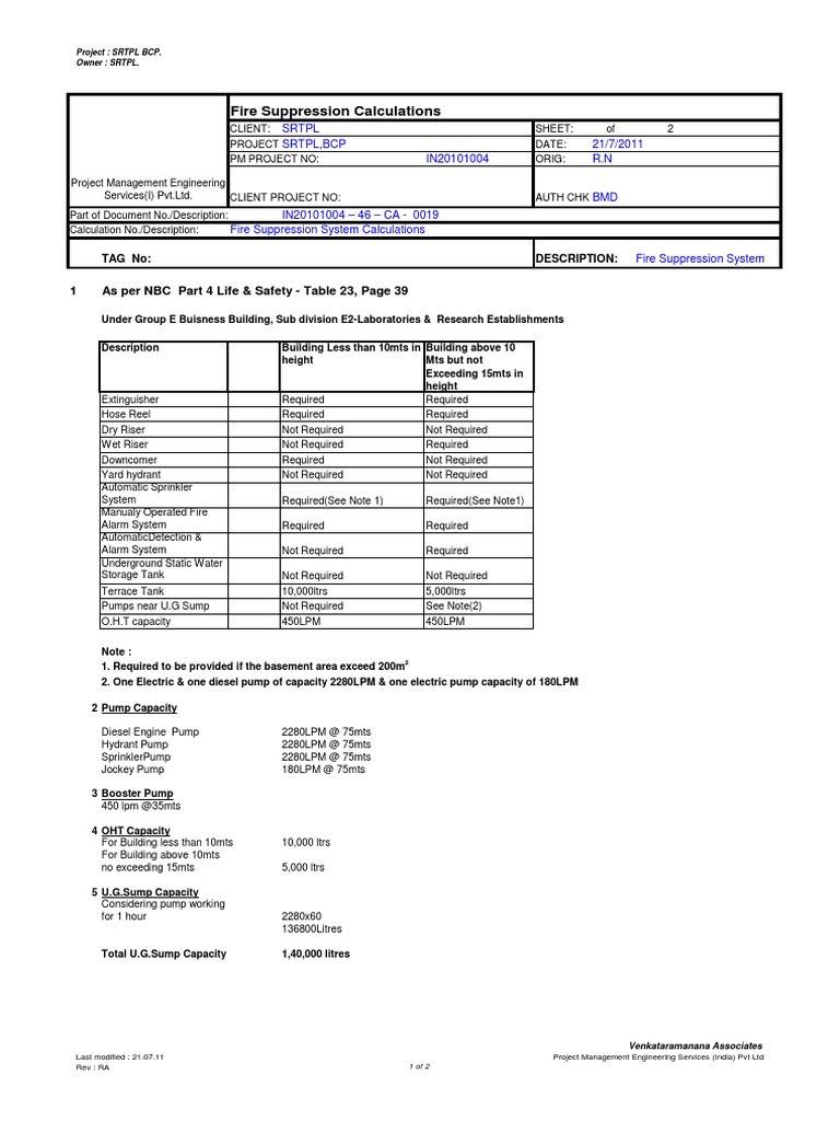 02.fire Calculations | PDF | Fire Sprinkler System | Firefighting