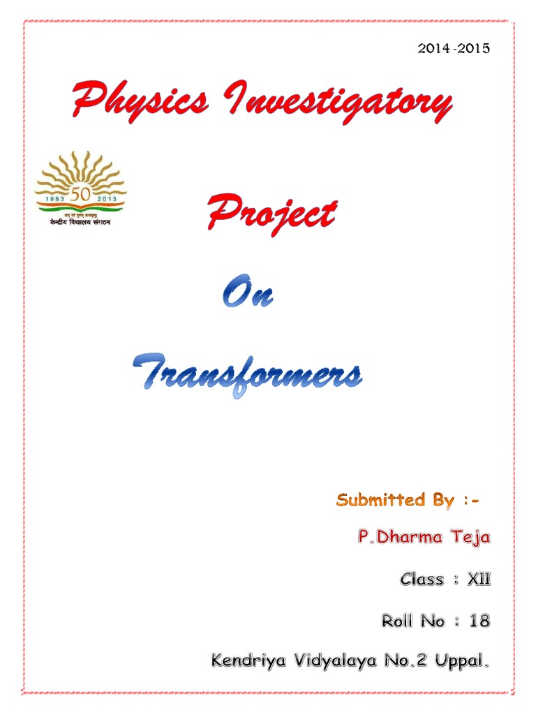 Project On Transformers Class XII | PDF | Transformer | Electromagnetic ...