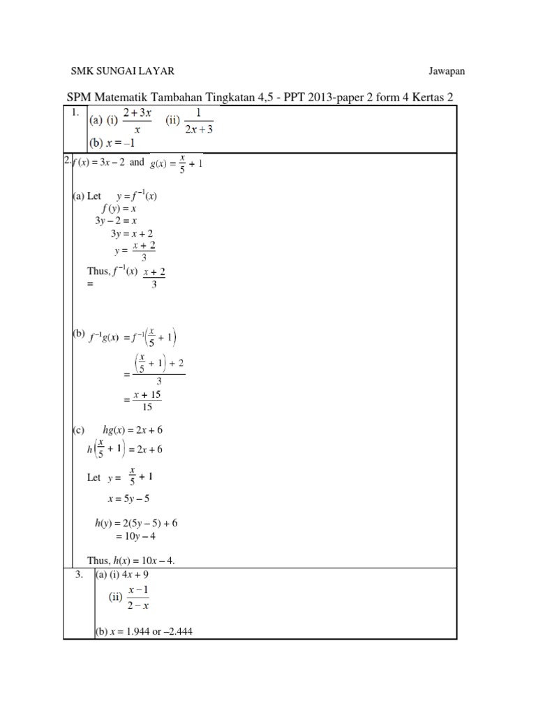 SPM Add Math Paper 2 Solutions | PDF | Teaching Methods & Materials