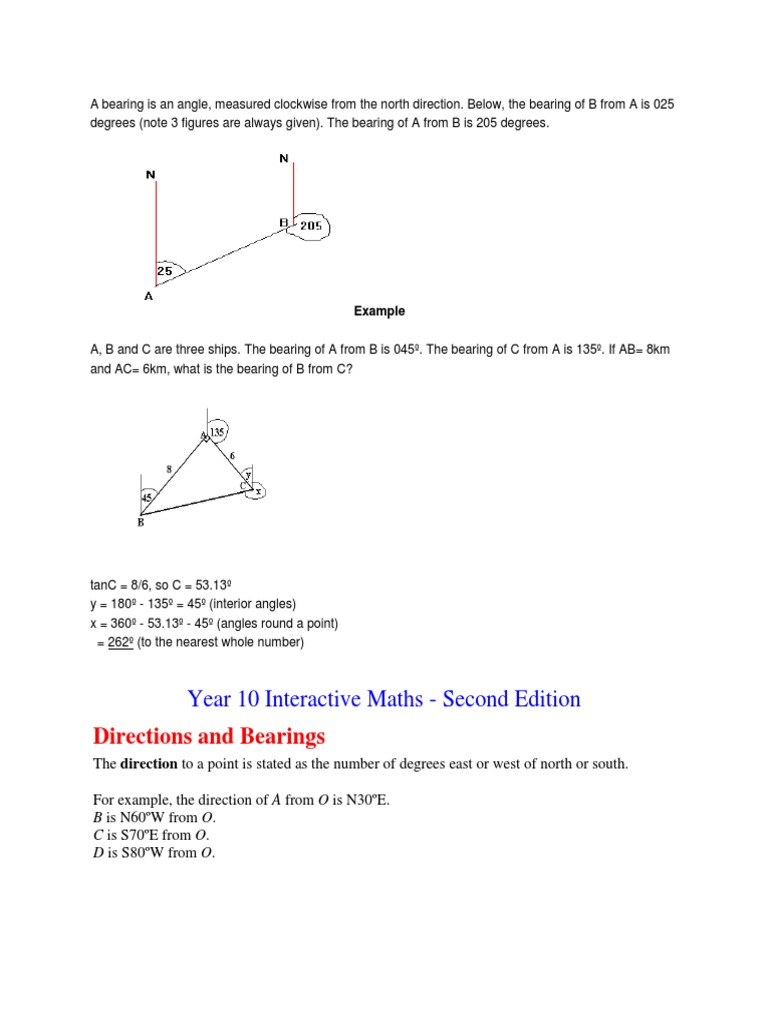 Year 10 Interactive Maths - Second Edition: Directions and Bearings ...