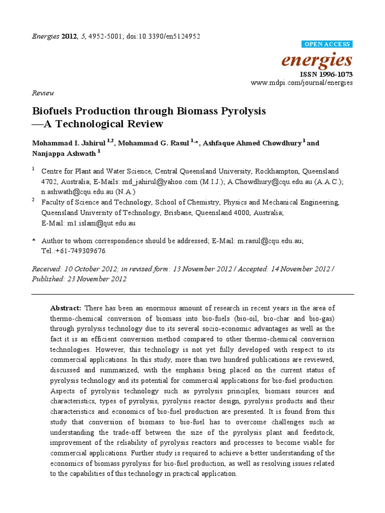 Pyrolysis Slow-Fast-Flash Biofuels Production Comparison | PDF ...