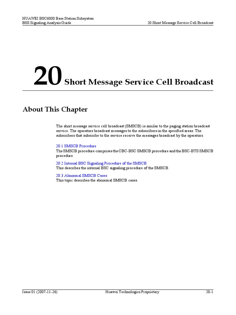 Short Message Service Cell Broadcast: About This Chapter | PDF