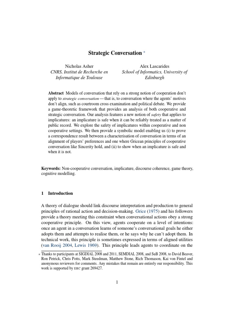 Strategic Conversation | PDF | Cognition | Cognitive Science