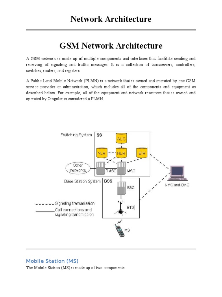 GSM Network Architecture Guide | PDF | Computer Networking | Electronics