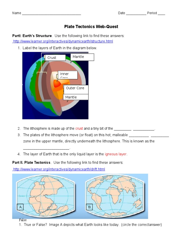 Plate Tectonics Web-Quest Guide | PDF | Plate Tectonics | Crust (Geology)