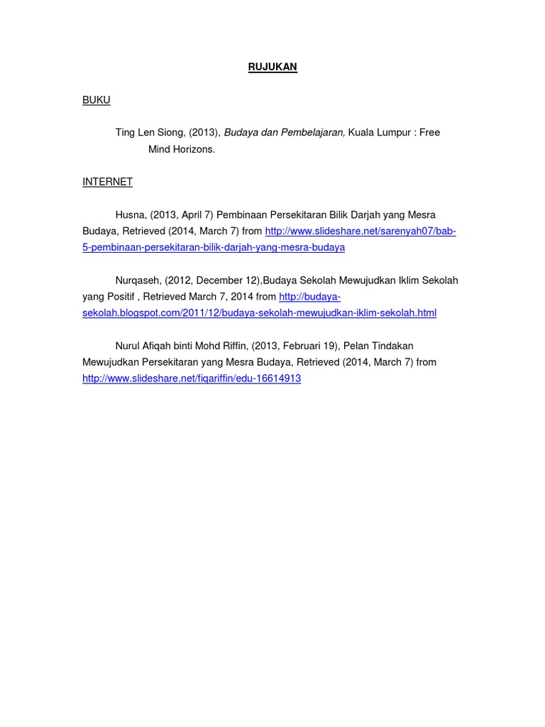 Contoh Rujukan Mengikut Format APA | PDF