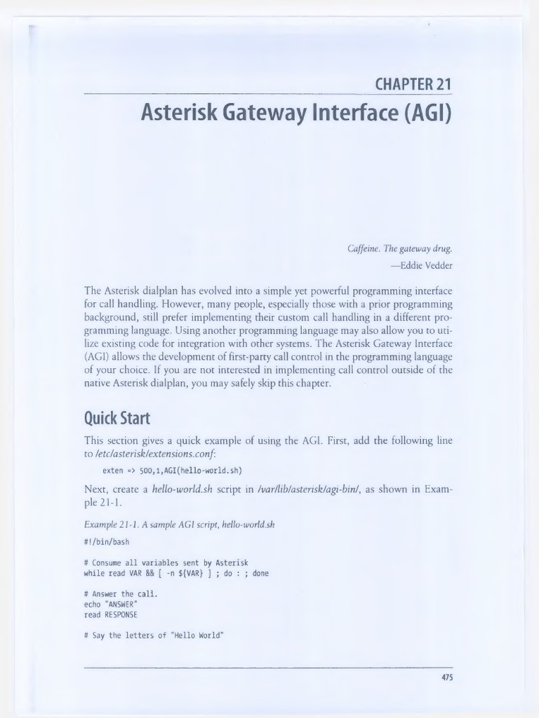 Asterisk Gateway Interface (AGI) : - CHAPTER 21 | PDF | Hypertext Transfer Protocol ...