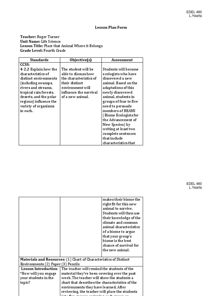 Lesson Plan Biome | PDF | Natural Environment | Lesson Plan