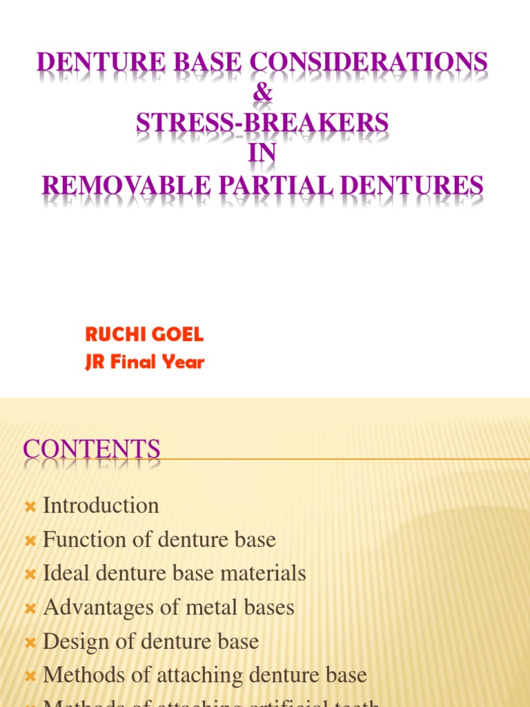 Denture Base and Stress Breaker in RPD | PDF | Dentures | Dentistry ...