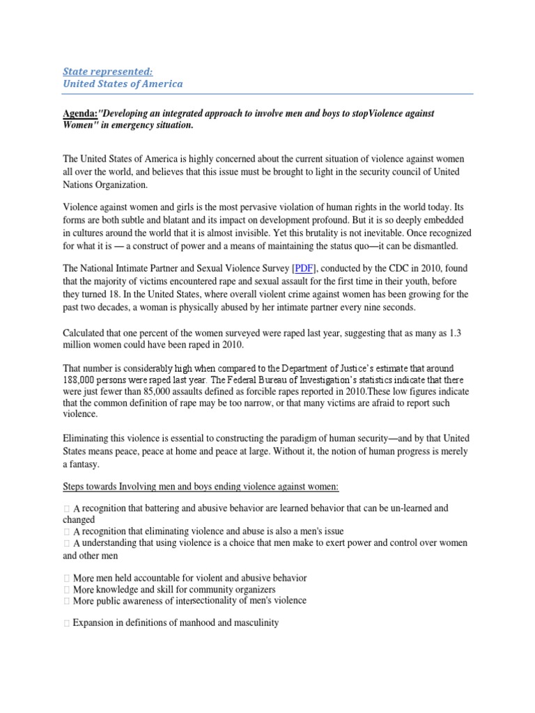 Position Paper USA, UNSC. Agenda: :"developing An Integrated Approach ...