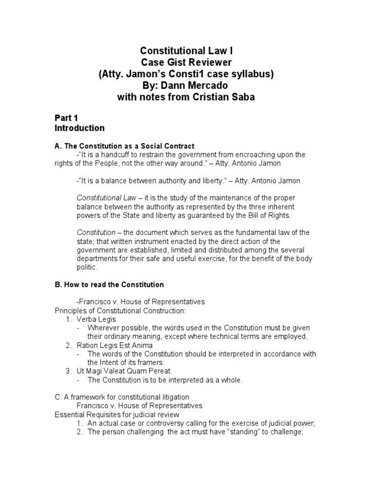 Constitutional Law I Case Gist Reviewer (Atty. Jamon's Consti1 Case ...