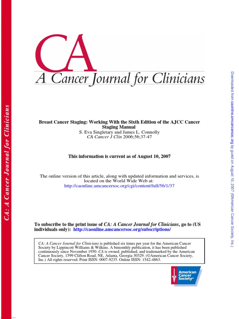 Breast Cancer Staging PDF | PDF | Metastasis | Breast Cancer