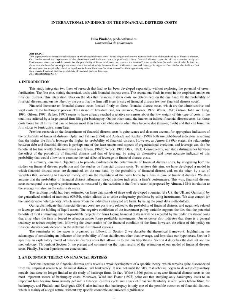 The Financial Distress | PDF | Book Value | Statistical Significance