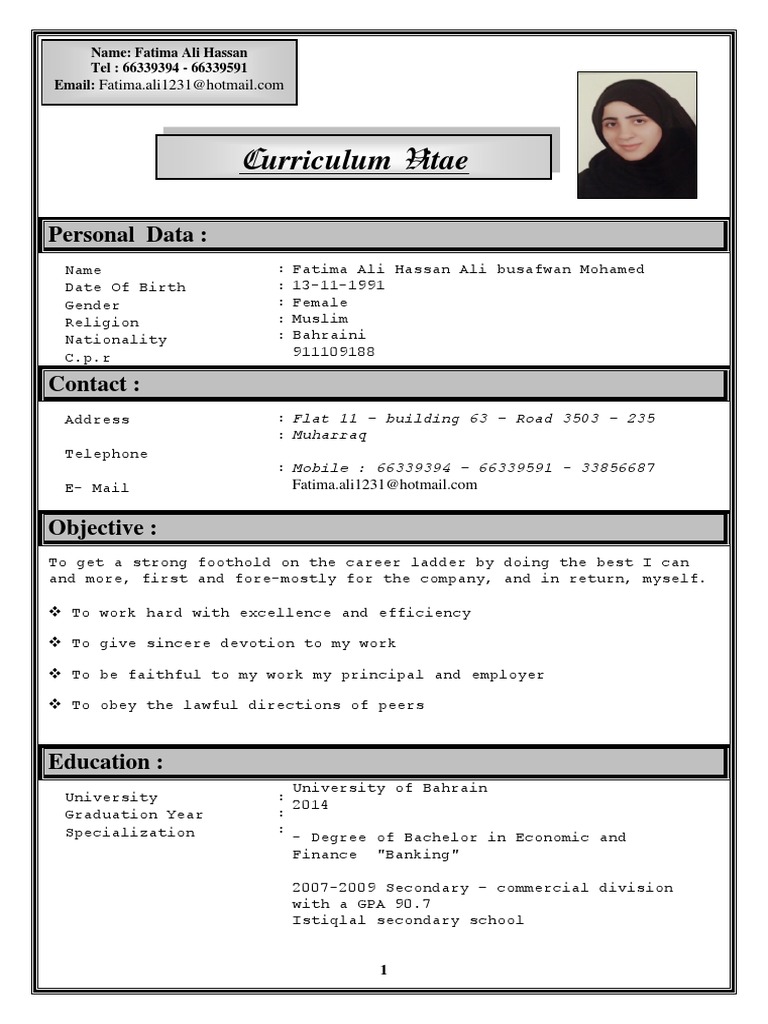 CV Fatima | PDF
