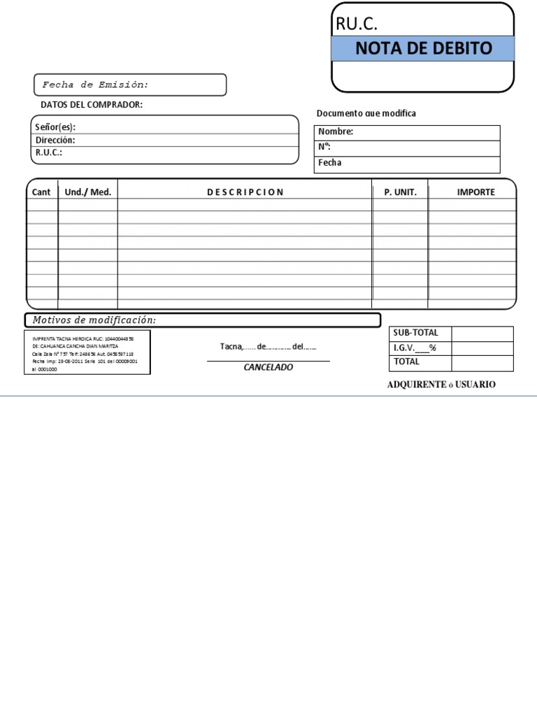Nota de Debito | PDF