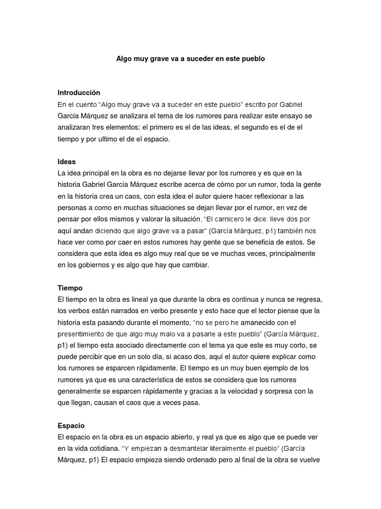 Analisis, Algo Muy Grave Va A Suceder en Este Pueblo | PDF | Gabriel ...