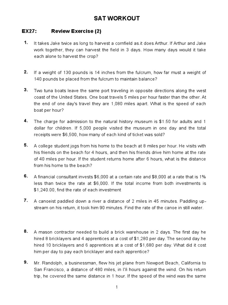 Sat Workout: EX27: Review Exercise | PDF | Environment | Business