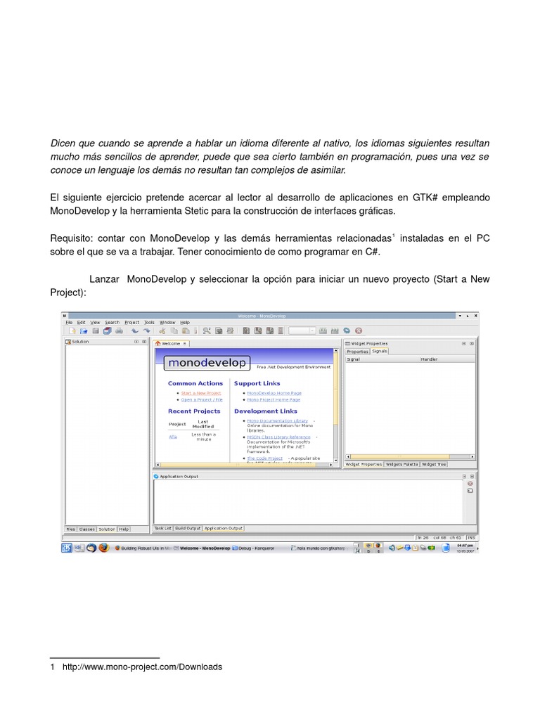 Introducción de 15 Minutos A GTK Usando Monodevelop PDF | PDF | Ventana (informática) | Widget (Gui)