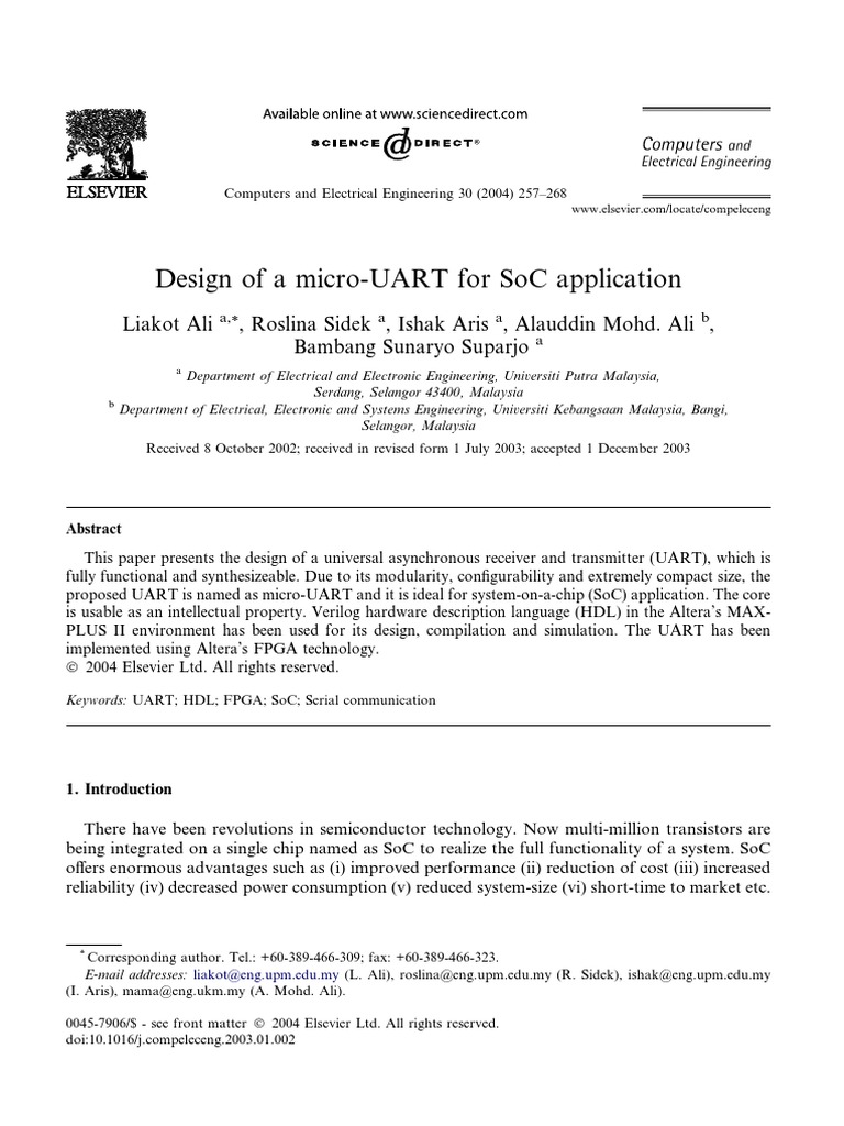 Design of A Micro-Uart For Soc Application | Download Free PDF | Input ...