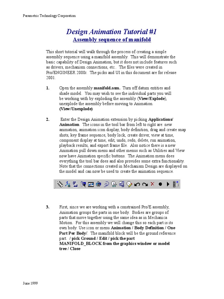 Design Animation Tutorial 1 Assembly Sequence Of Manifold Pdf