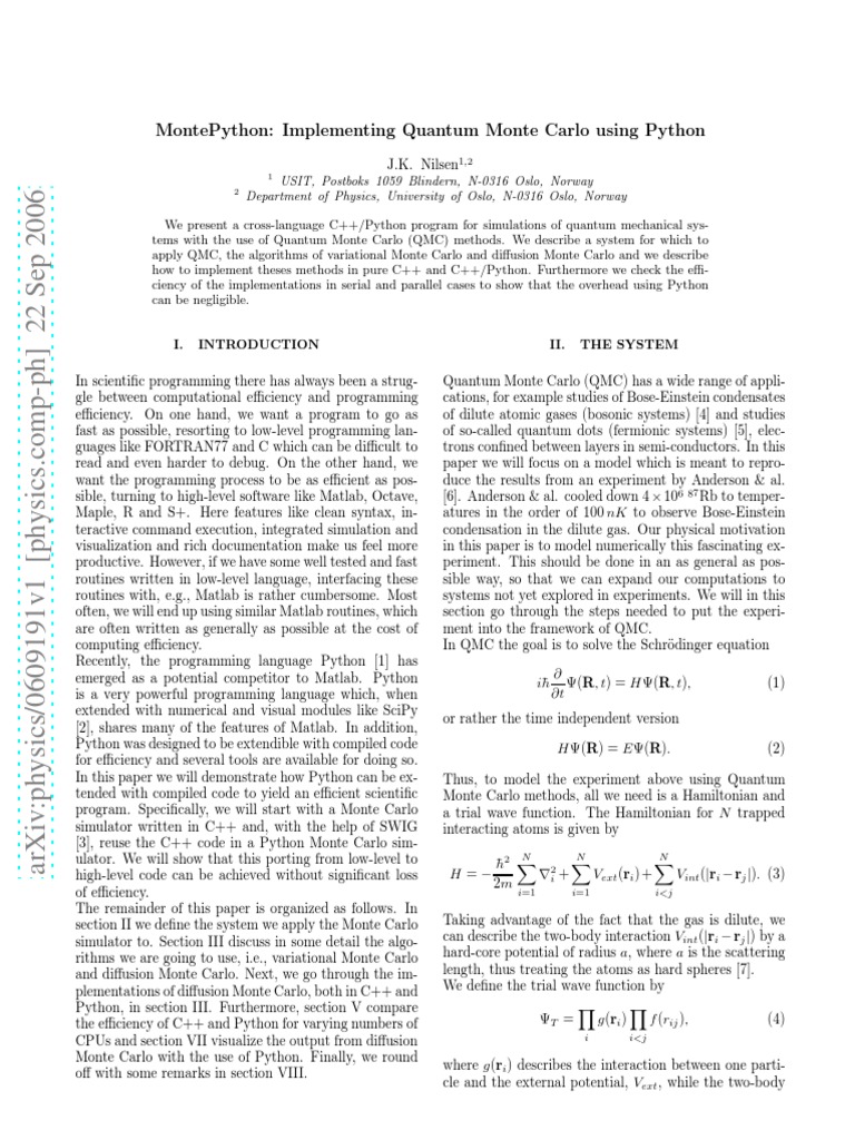 Implementing Quantum Monte Carlo using Python | PDF | Monte Carlo ...