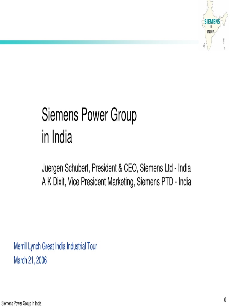 Siemens Power Group Overview in India | PDF