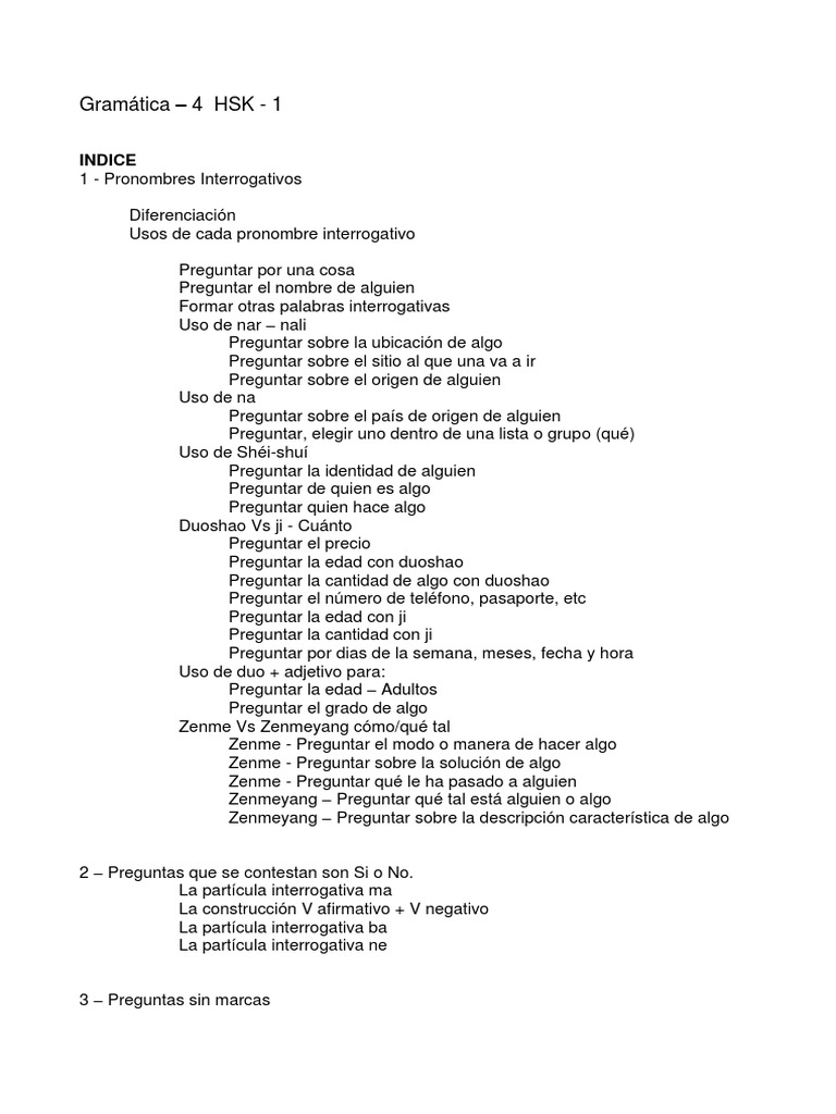 Gramática China hsk1 Leccion 4 | PDF | Semiótica | Lingüística
