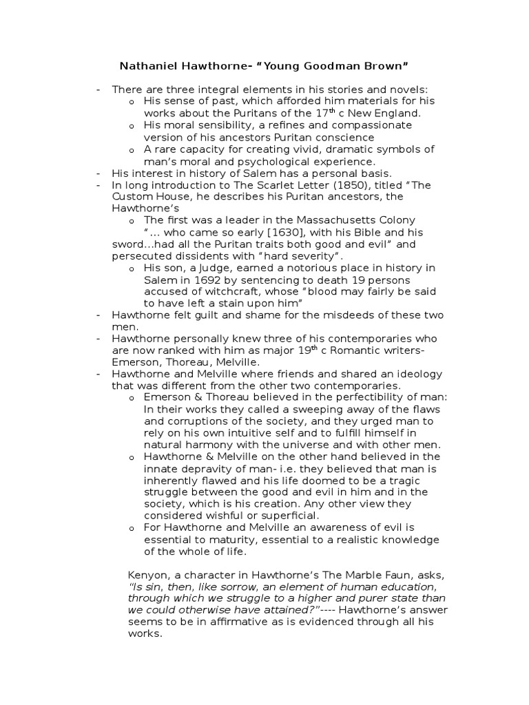Nathaniel Hawthorne-"Young Goodman Brown" | PDF | Nathaniel Hawthorne ...