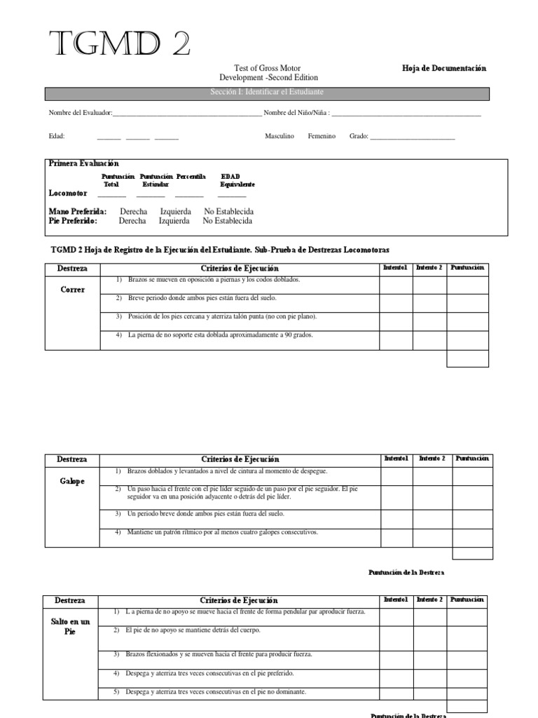 TGMD2 Spanish completa.pdf | Pie | Pelota
