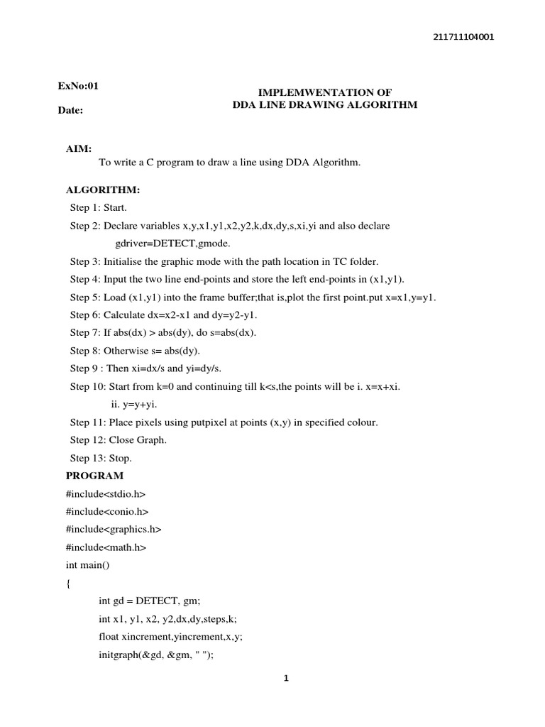 Implementation of Midpoint Circle, Line and Ellipse Drawing Algorithms in C | PDF | Sine ...