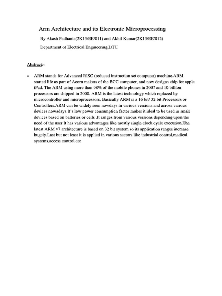 ARM Architecture in Microprocessing Systems | PDF