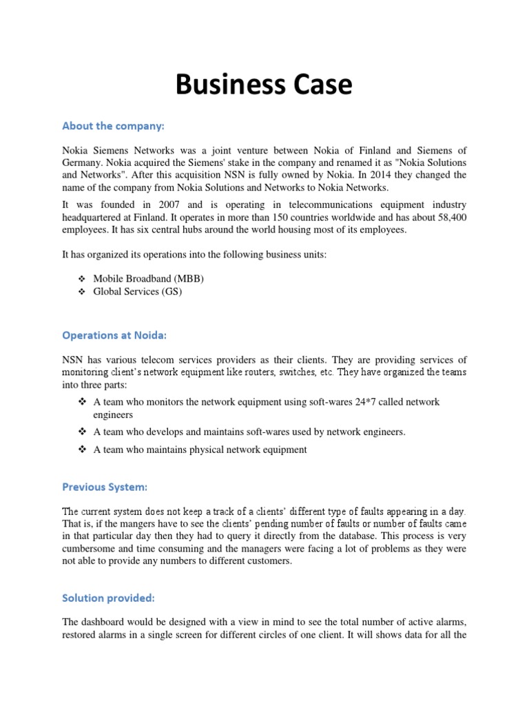 Business Case Projetc Charter | PDF | Nokia | Databases