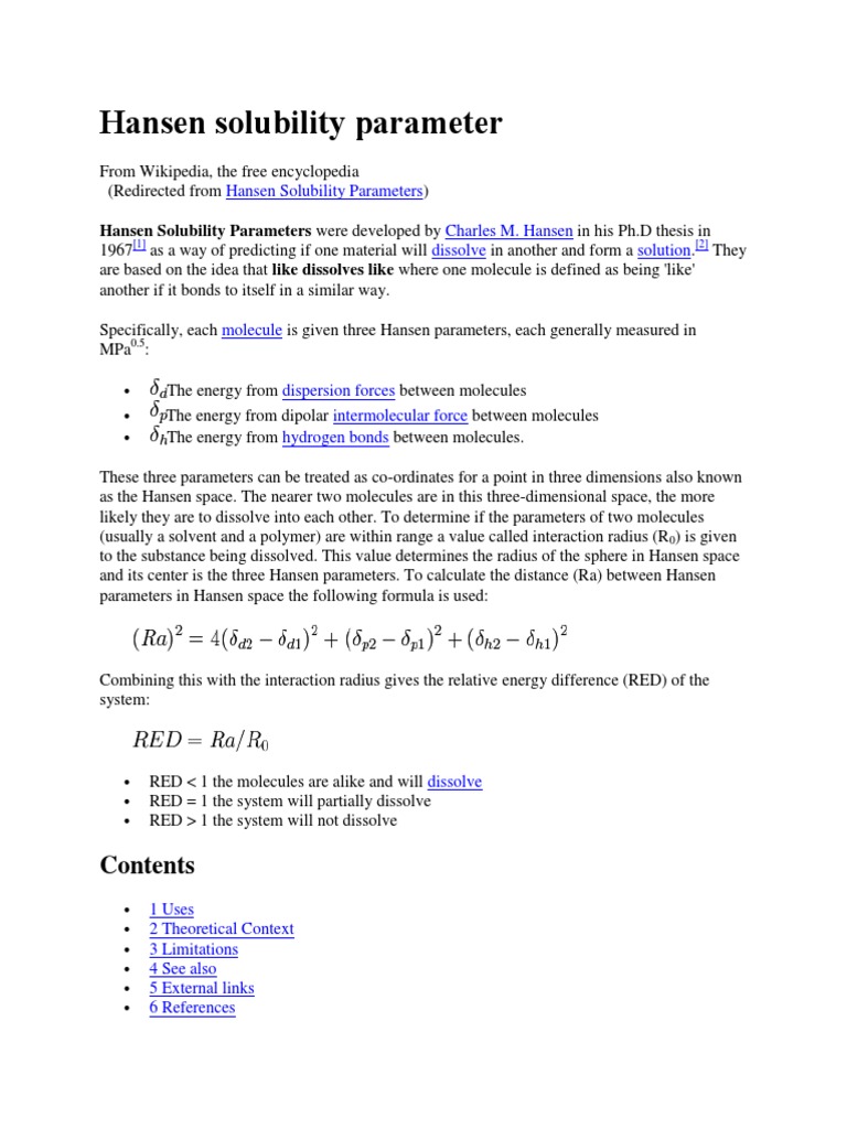 Hansen Solubility Parameter | Intermolecular Force | Chemical Polarity