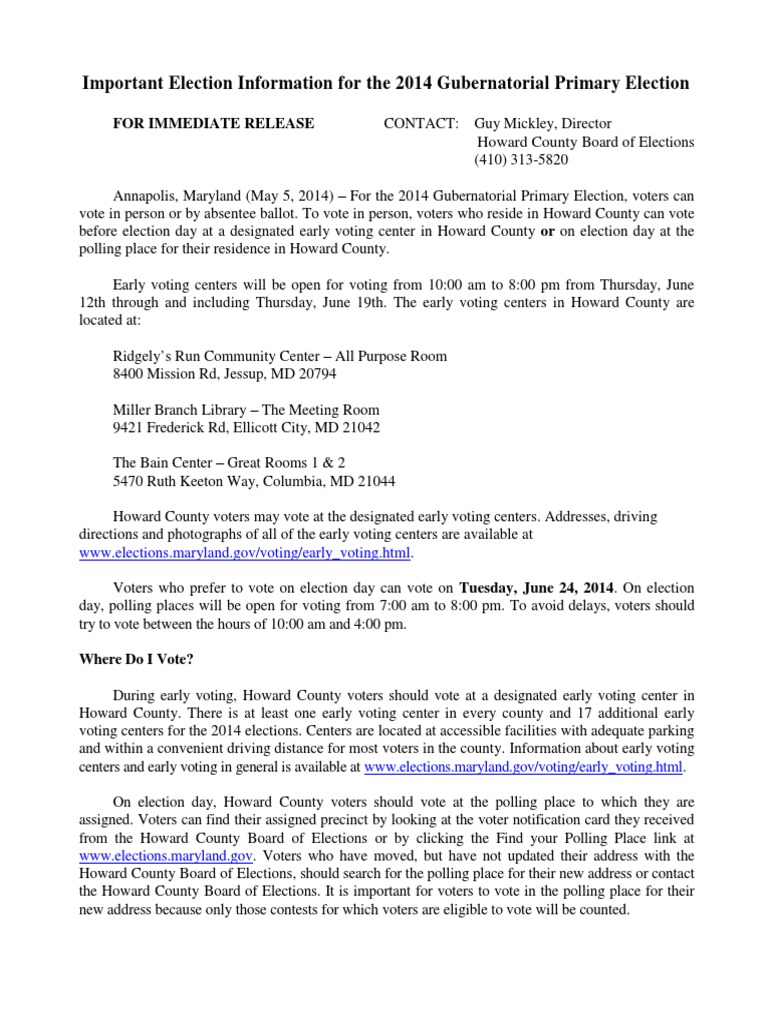 Primary Important Election Info LBE 05052014 | PDF | Absentee Ballot ...