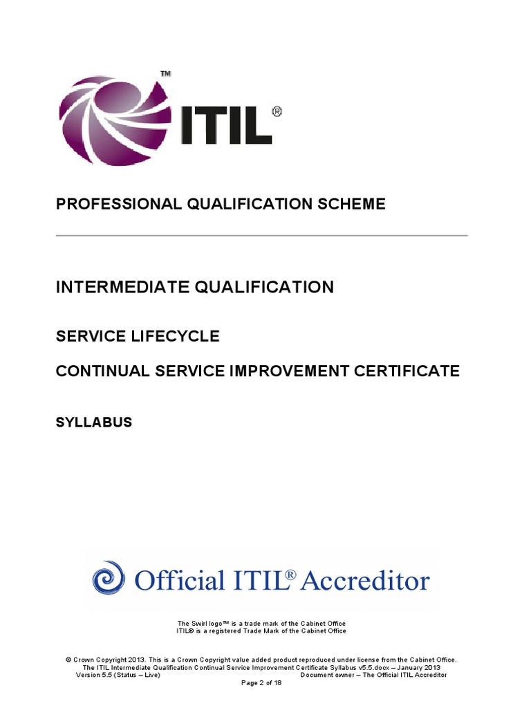 The ITIL Intermediate Qualification Continual Service Improvement ...
