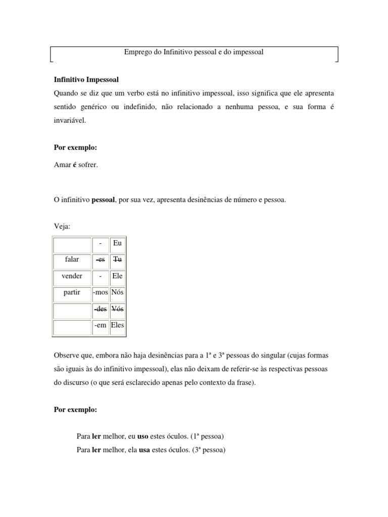 Regras do Infinitivo Pessoal e Impessoal: Quando Flexionar ou Não o ...
