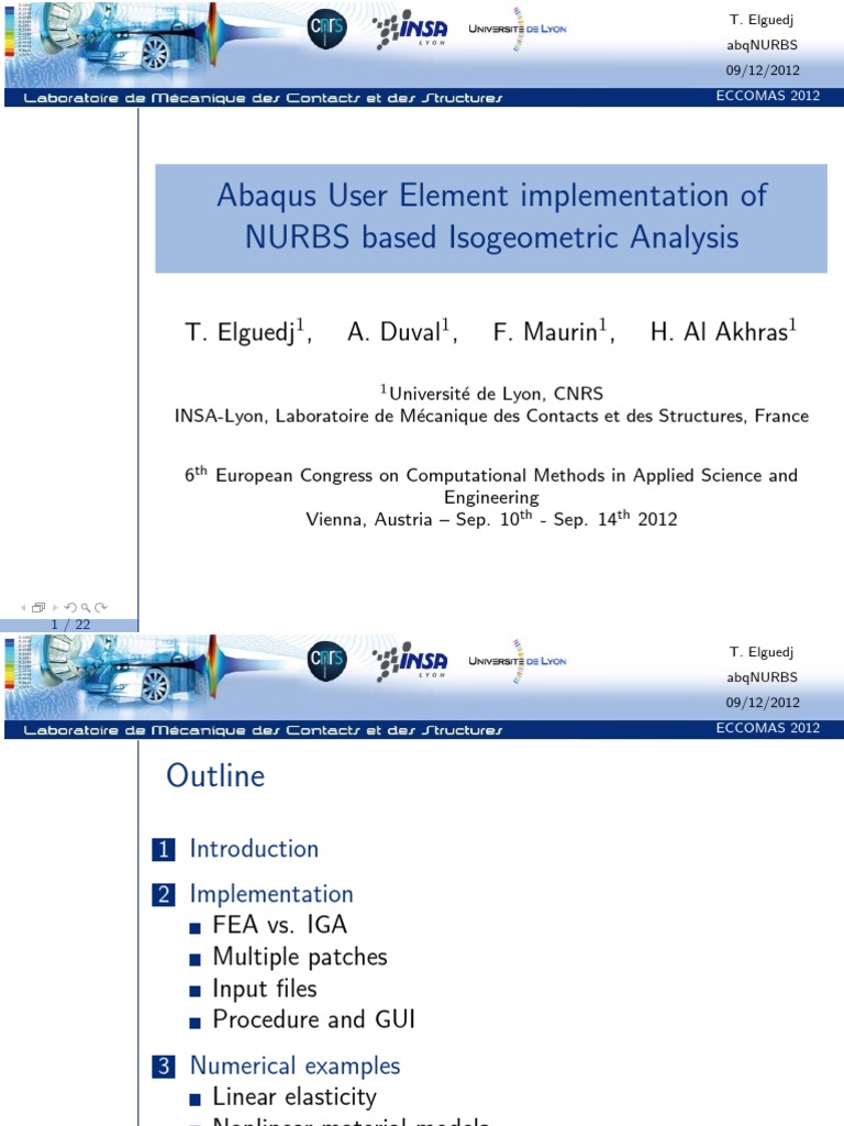 Eccm2012 Abqnurbs PDF | PDF | Finite Element Method | Basis (Linear Algebra)