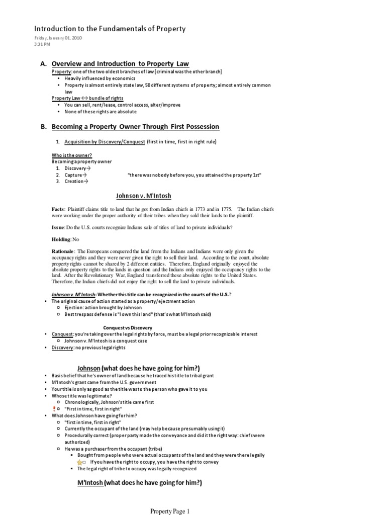 Property Outline | PDF | Adverse Possession | Copyright