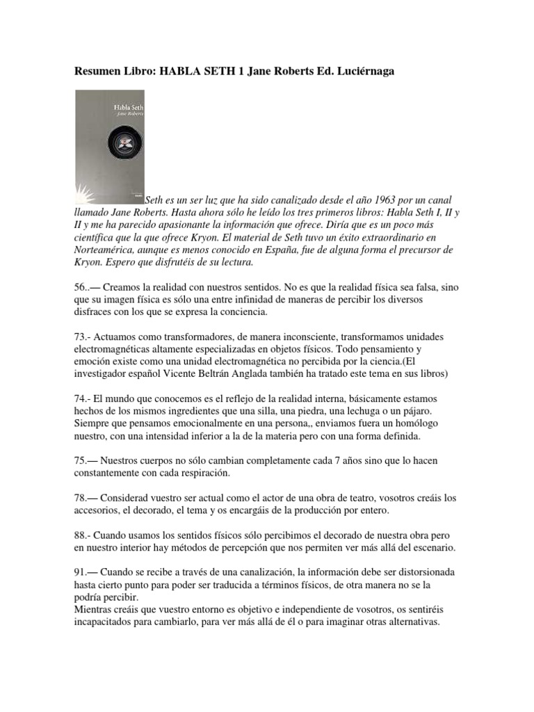 Resumen HABLA SETH 1 | PDF | Dormir | Física