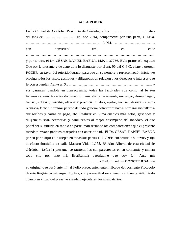 Acta Poder | PDF | Derecho
