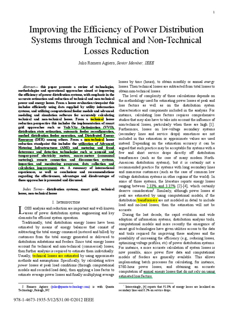 2012, C, Improving The Efficiency of Power Distribution Systems Through ...