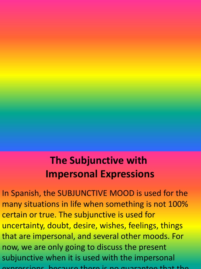 The Subjunctive With Impersonal Expressions KEY | PDF | Grammatical ...