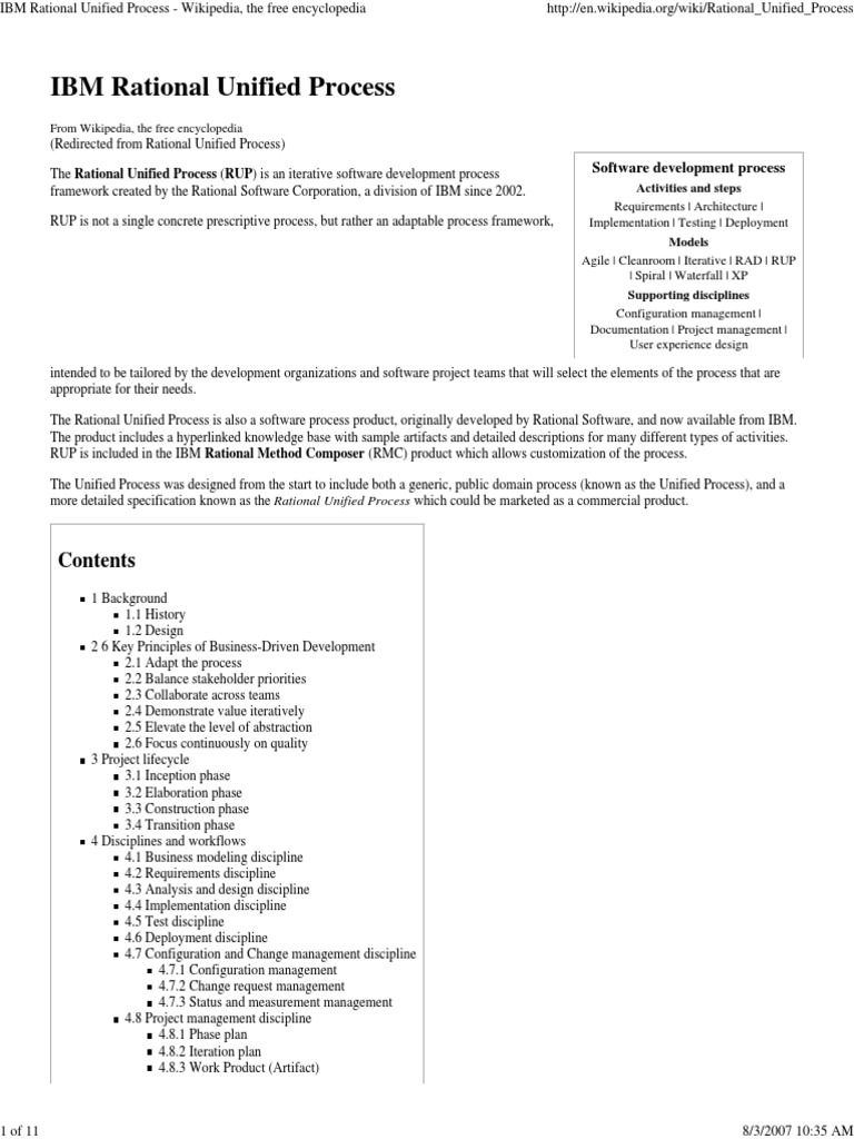 IBM Rational Unified Process - Wikipedia The Free Encyclopedia | PDF ...