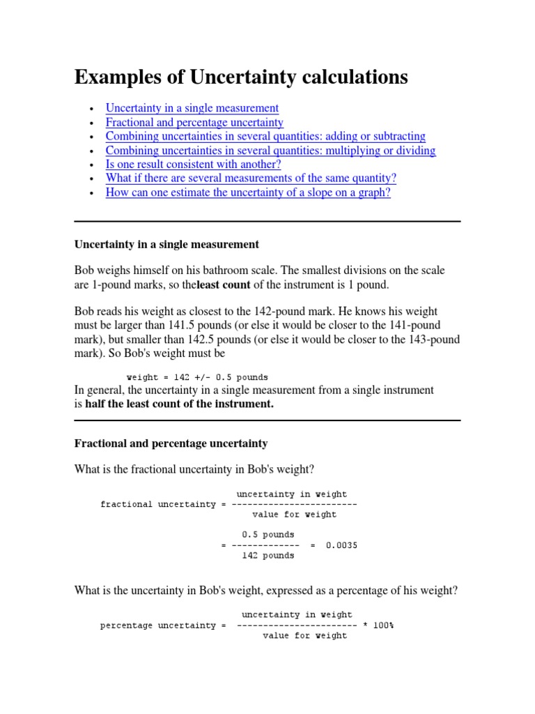 Examples of Uncertainty PDF | PDF | Volume | Uncertainty