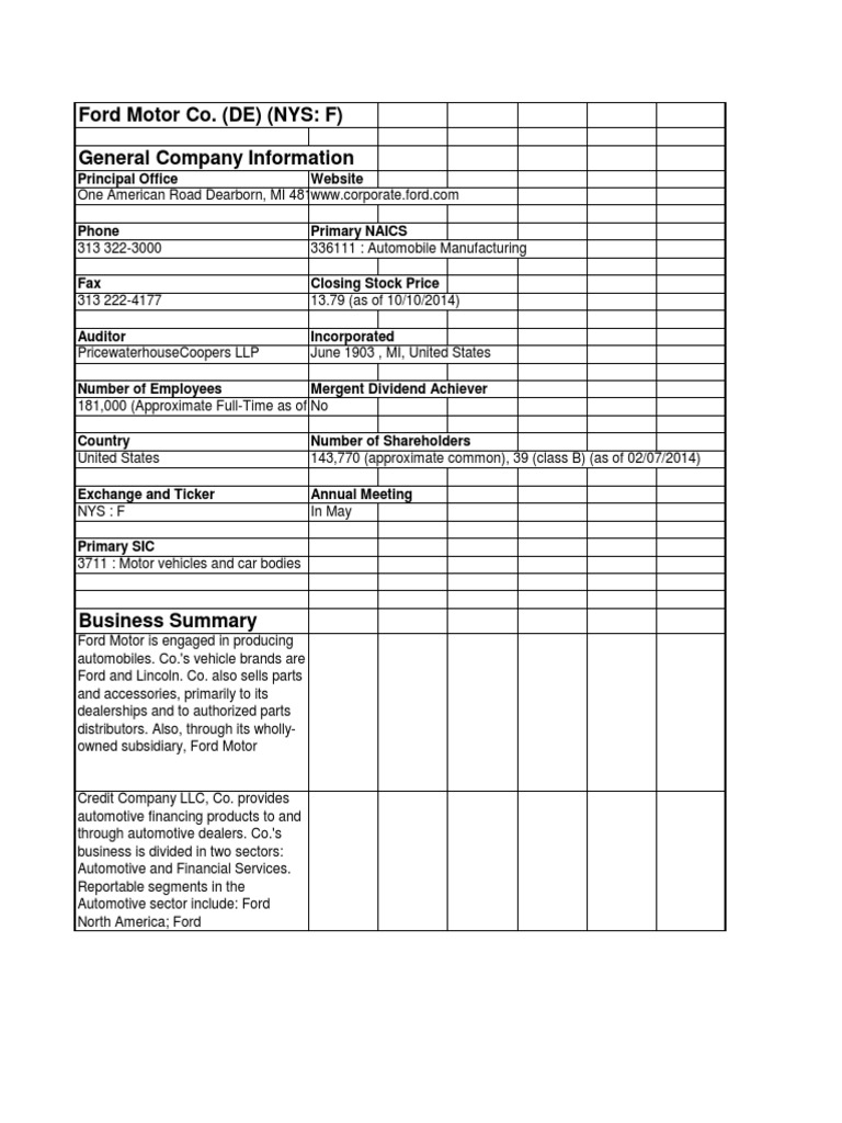 As | PDF | Ford Motor Company | Revenue