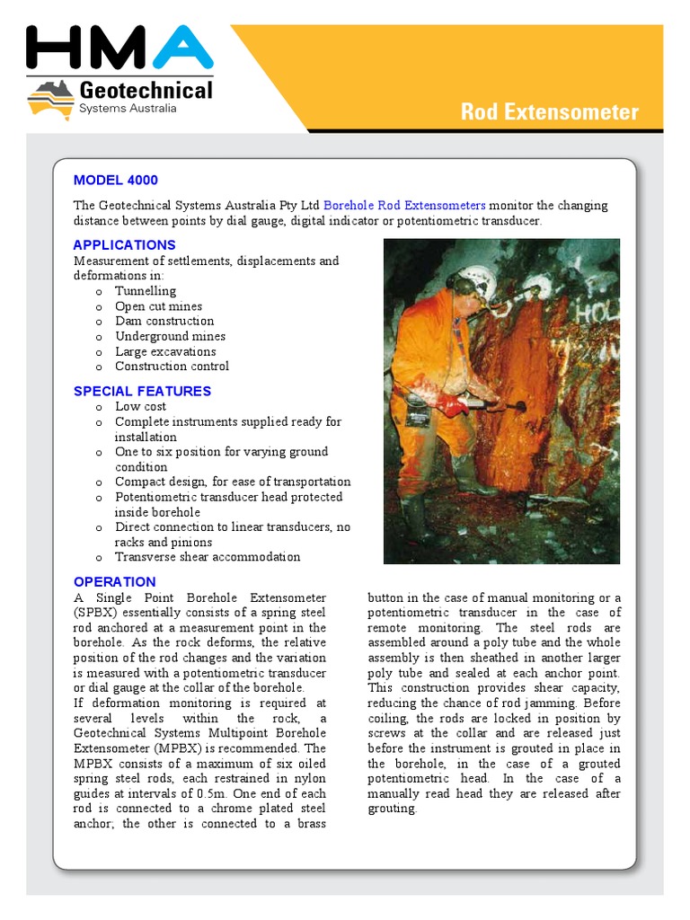 Rod Extensometer 4000 | PDF | Geotechnical Engineering | Tunnel