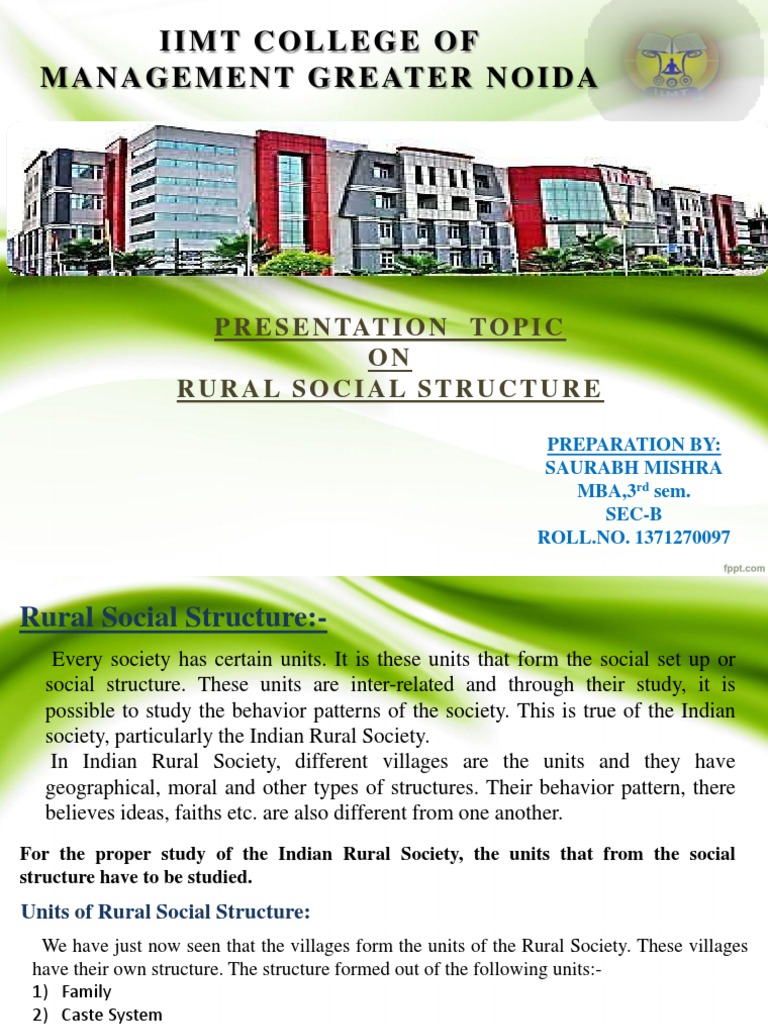 Understanding the Key Social Units that Comprise Rural Social Structure ...